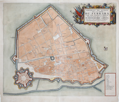 Ichnografia del Recinto del la città di Ferrara con le sue strade e chiese
